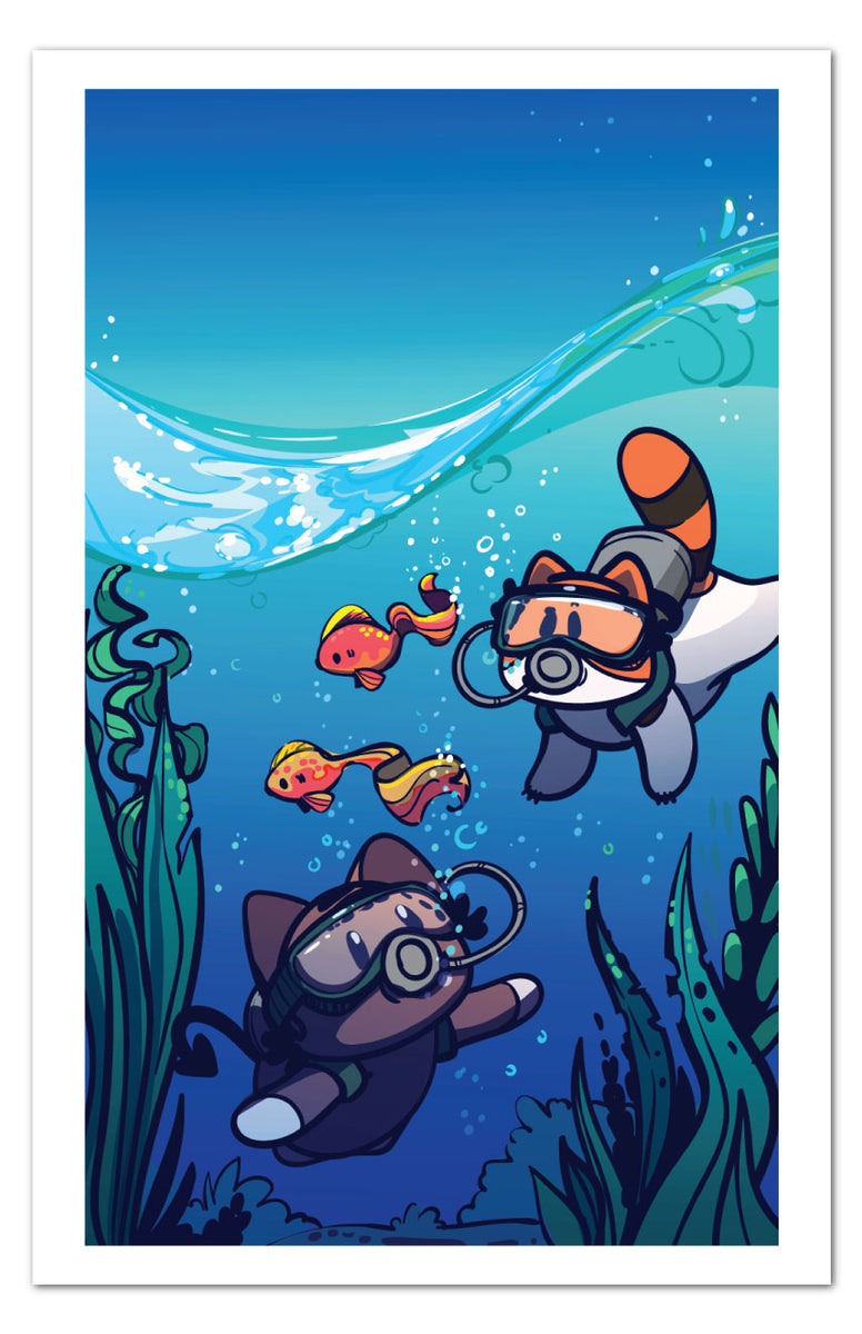 Scuba Cats | Funny Cute Art Prints – BeKyoot
